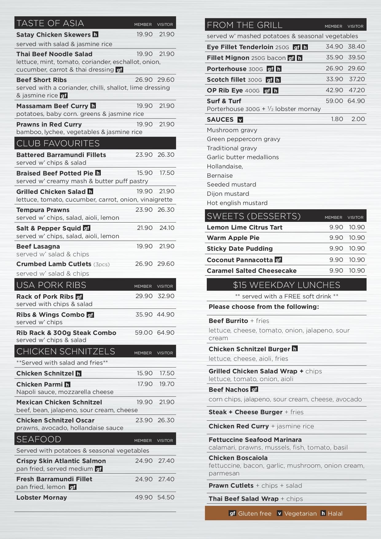 Menu at Salt restaurant, Bankstown