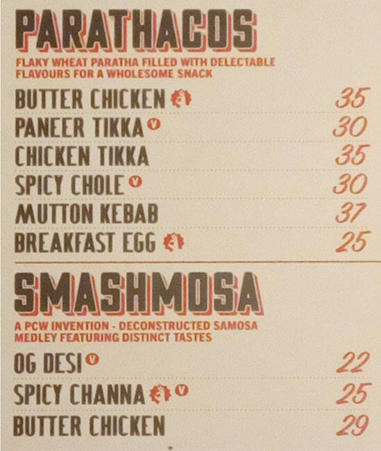 Menu of Project Chaiwala, Al Quoz, Dubai