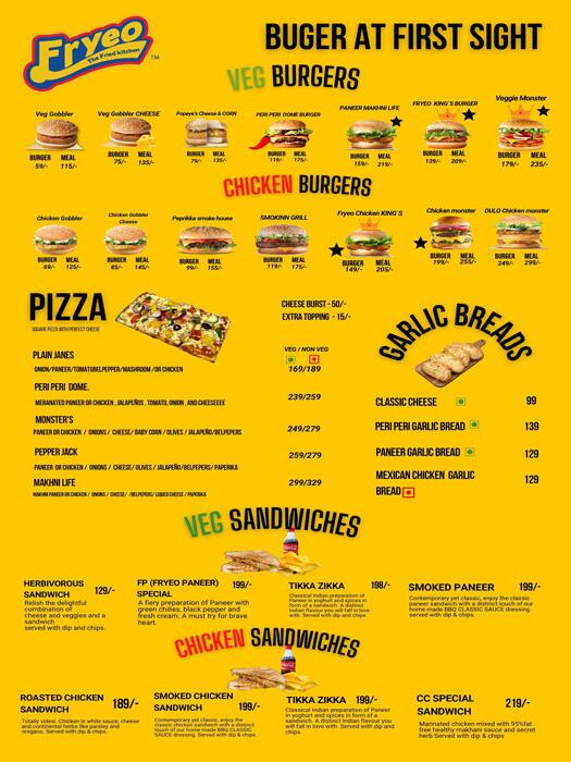 Menu of Fryeo, Sector 50, Gurgaon