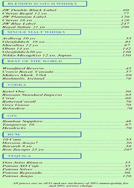 Menu at Eclipse pub & bar, Dubai