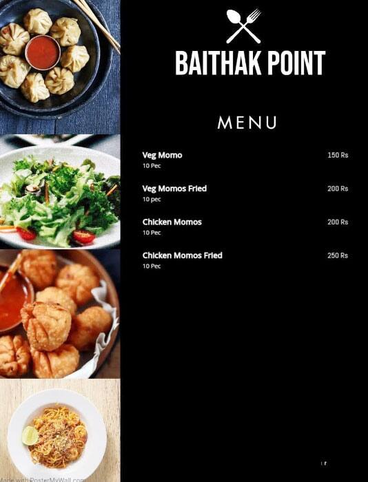 Menu of Baithak, IP Extension, New Delhi