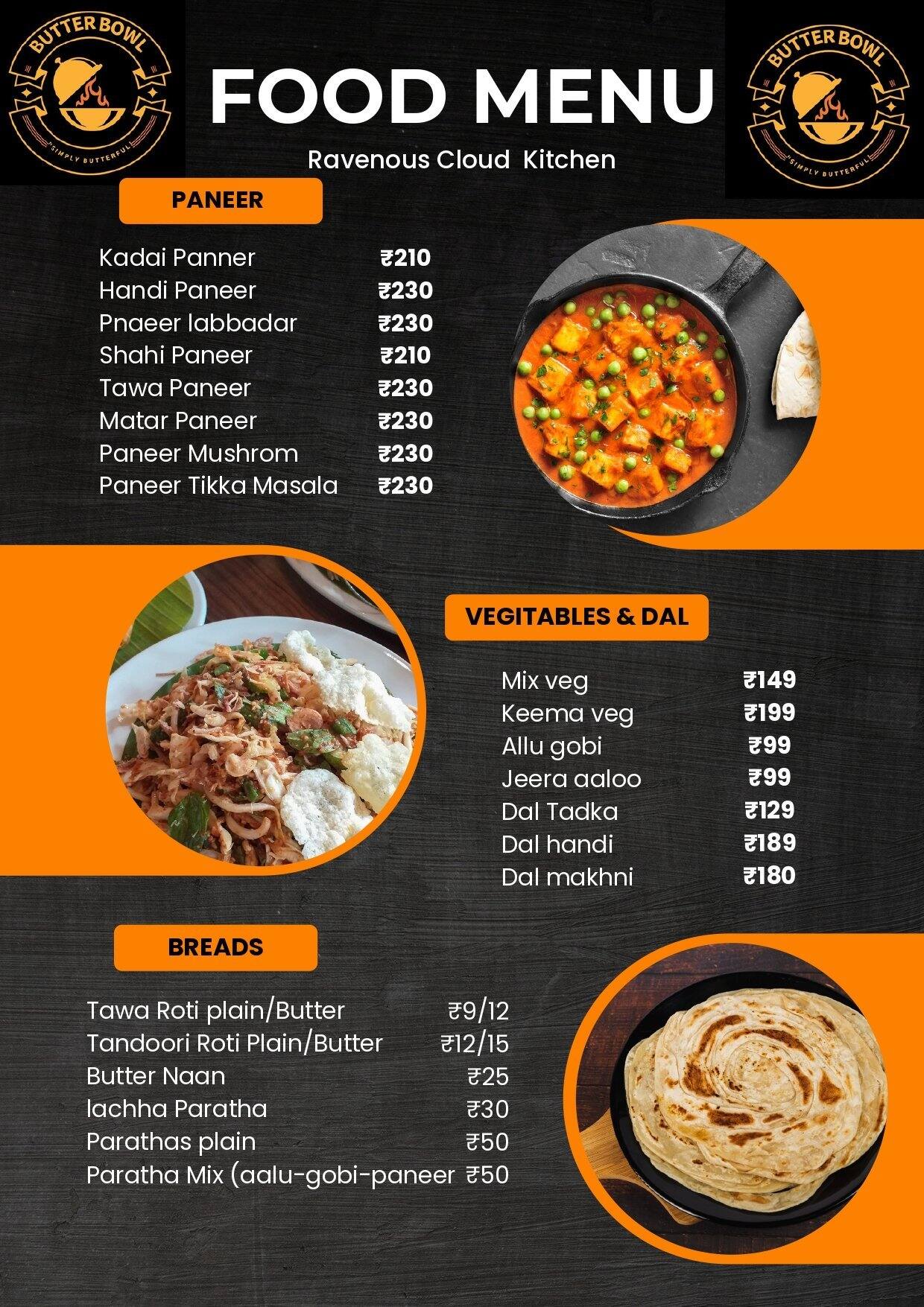 Menu of The Ravenous Cloud, Sigma 2, Greater Noida
