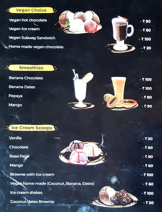 Menu at Kofi Bar, Puducherry, Kuilapalayam