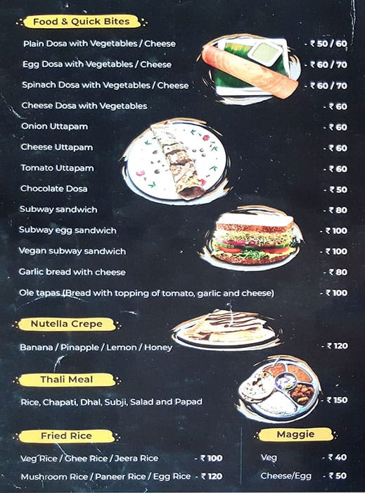 Menu at Kofi Bar, Puducherry, Kuilapalayam