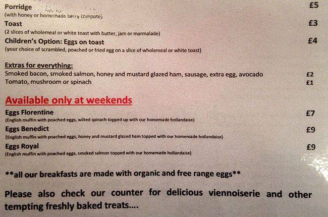 Menu at Brook's Counter & Table pub & bar, London