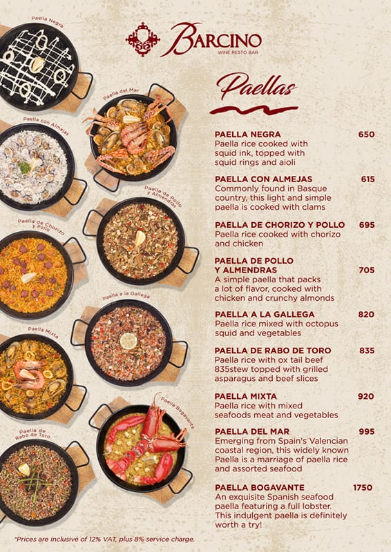 Menu at Barcino - Fort, Taguig, Unit 101