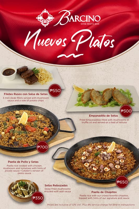 Menu at Barcino - Fort, Taguig, Unit 101