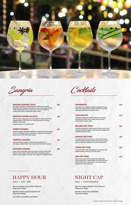 Menu at Barcino - Rockwell, Makati, Power Plant Mall 143 R1 Level ...