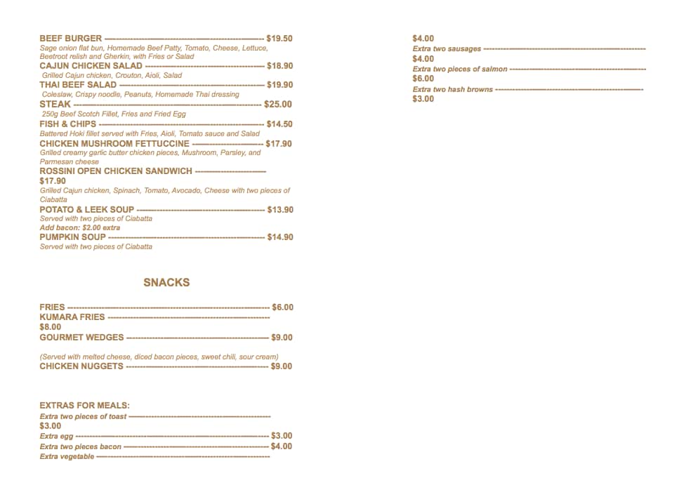 Menu at Rossini Italian Restaurant, Auckland, 7/9 Gooch Pl