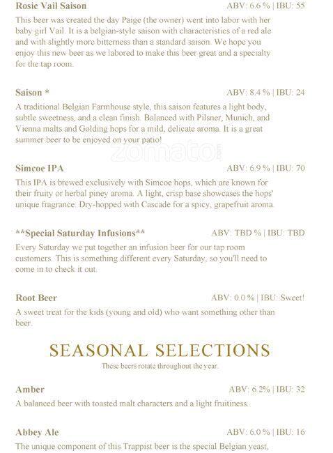 Menu at Two22 Brew pub & bar, Centennial