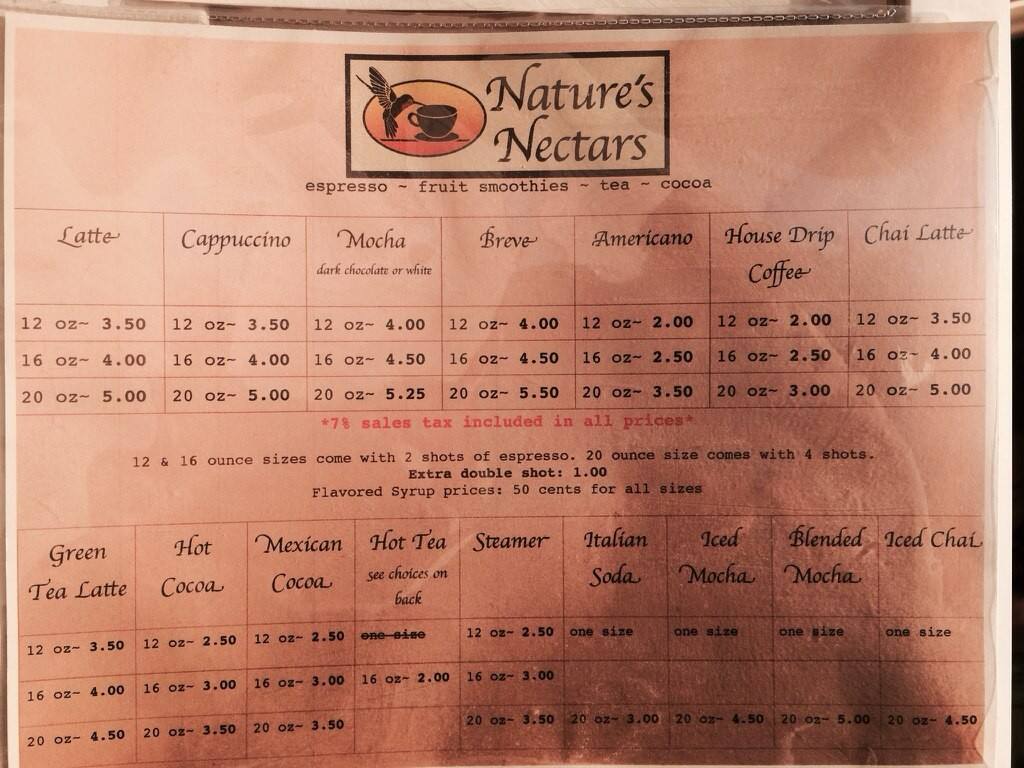 Menu at Nature's Nectars pub & bar, Seward
