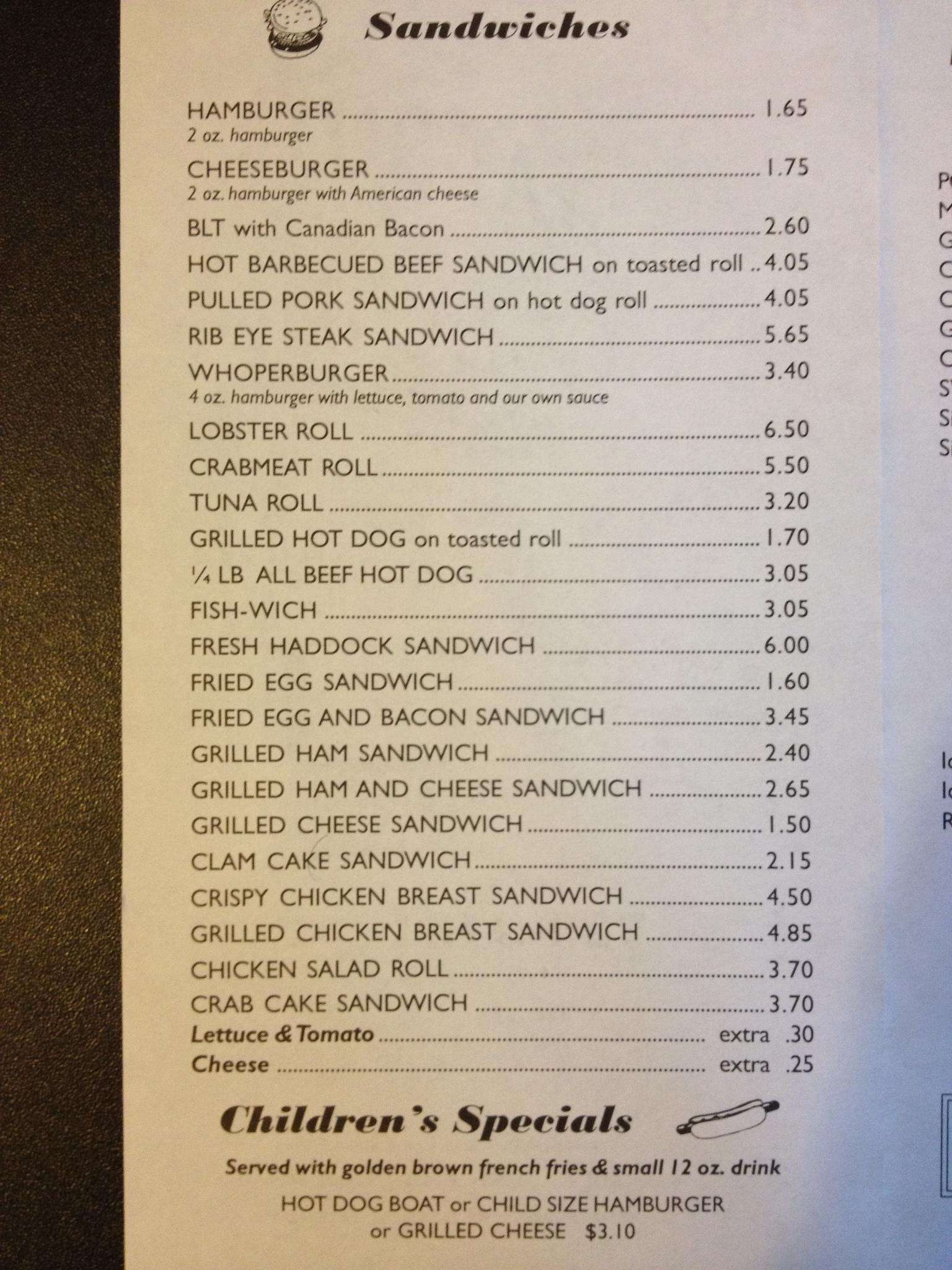 Menu at Fat Boy Drive In fast food, Brunswick