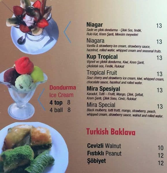 Carta de Cafe Mira, Bahçelievler Mahallesi