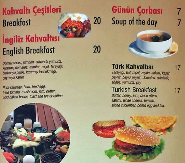 Carta de Cafe Mira, Bahçelievler Mahallesi