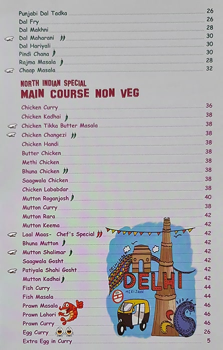 Menu at Via Delhi Restaurant, Dubai, arcadia hotel apartment opposite ...