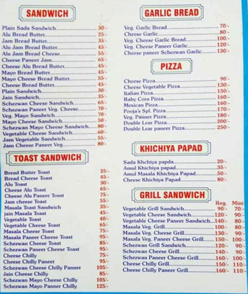 Menu of Riddhi Pooja Malai Gola, Malad East, Mumbai