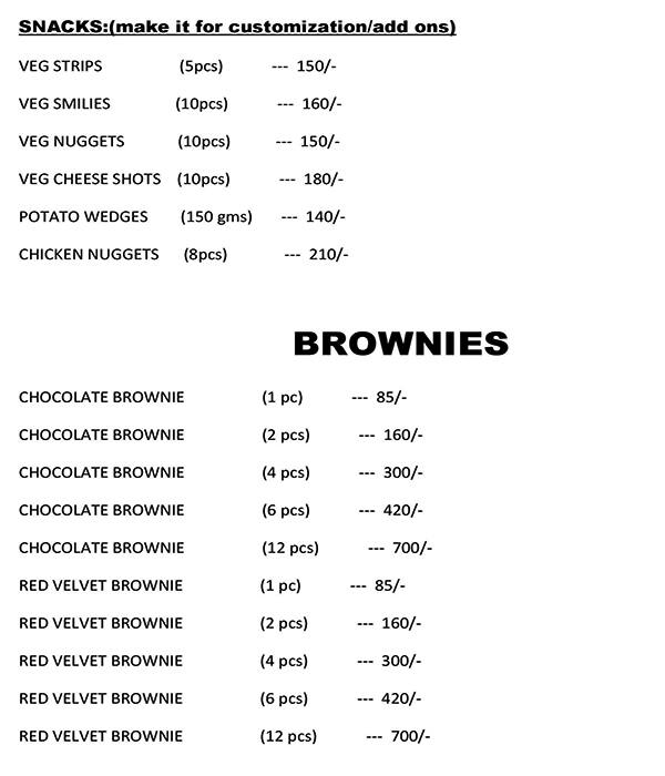 Menu of Burgers And Brownies, Kukatpally, Hyderabad