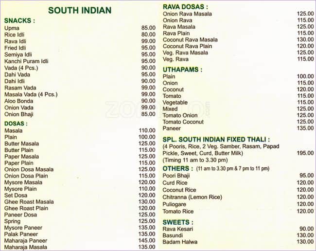 Sagar Ratna Menu, Menu for Sagar Ratna, Tagore Town, Allahabad - Zomato