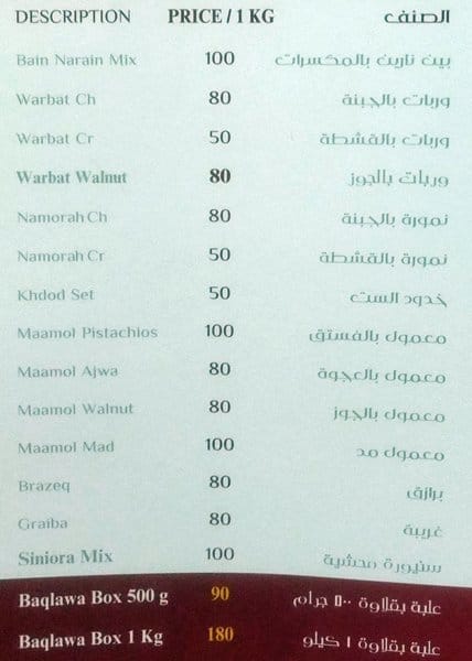 Al Aker Sweets Menu Menu For Al Aker Sweets Salwa Road Doha Zomato