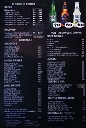 Menu at Coal restaurant, Mandaluyong, Square Building Greenfield District