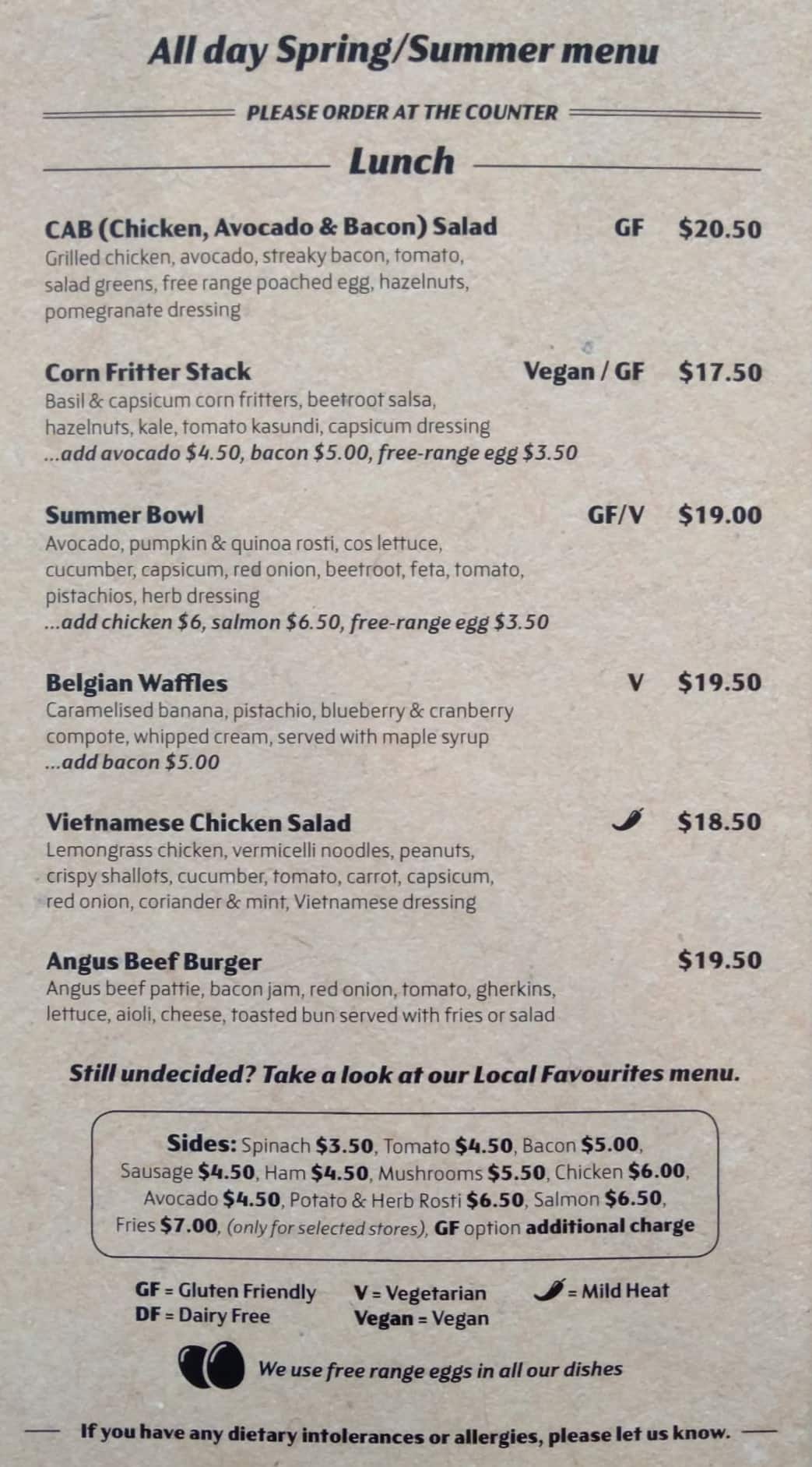 Menu at Columbus Coffee cafe, Auckland, Mitre 10 Mega