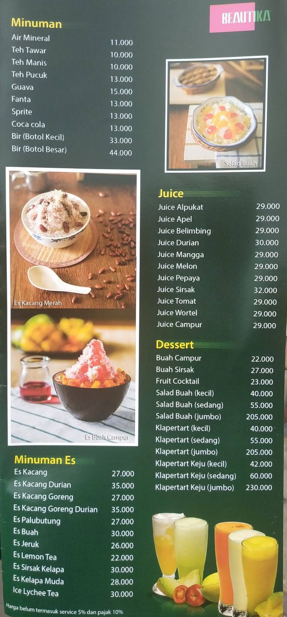 Menu at Restoran Beautika - Petojo restaurant, Jakarta, 4