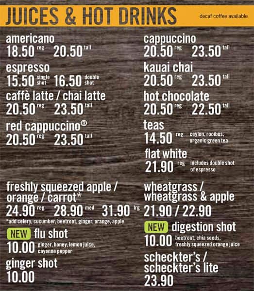 Menu at KAUAI Shell Cornubia restaurant, Durban North