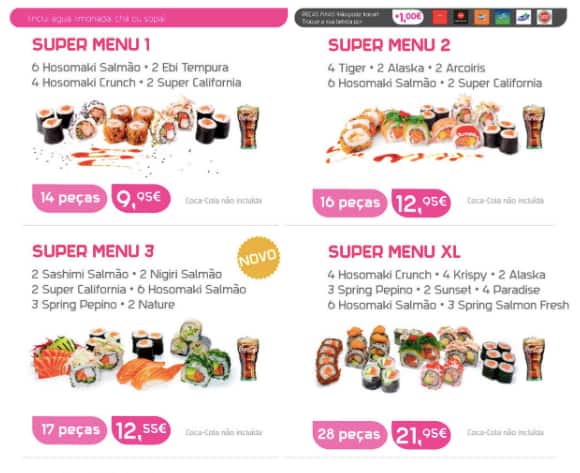 Menu at Hanami Sushi restaurant, Carnaxide, Av. dos Cavaleiros 60