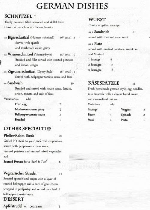 Menu at Baltic Kiss pub & bar, Richmond