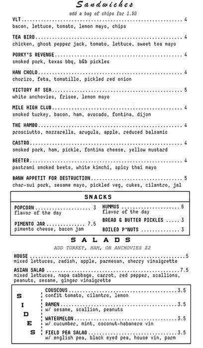 Victory Sandwich Bar Menu, Menu for Victory Sandwich Bar, Decatur ...