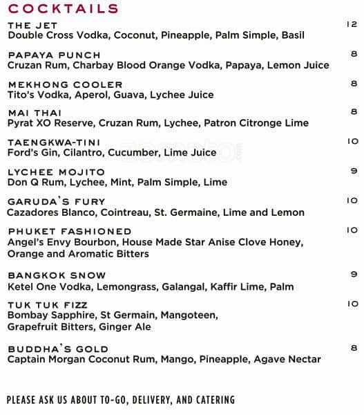 Carta del pub y bar Pakpao Thai Food, Plano, Dallas Pkwy #115