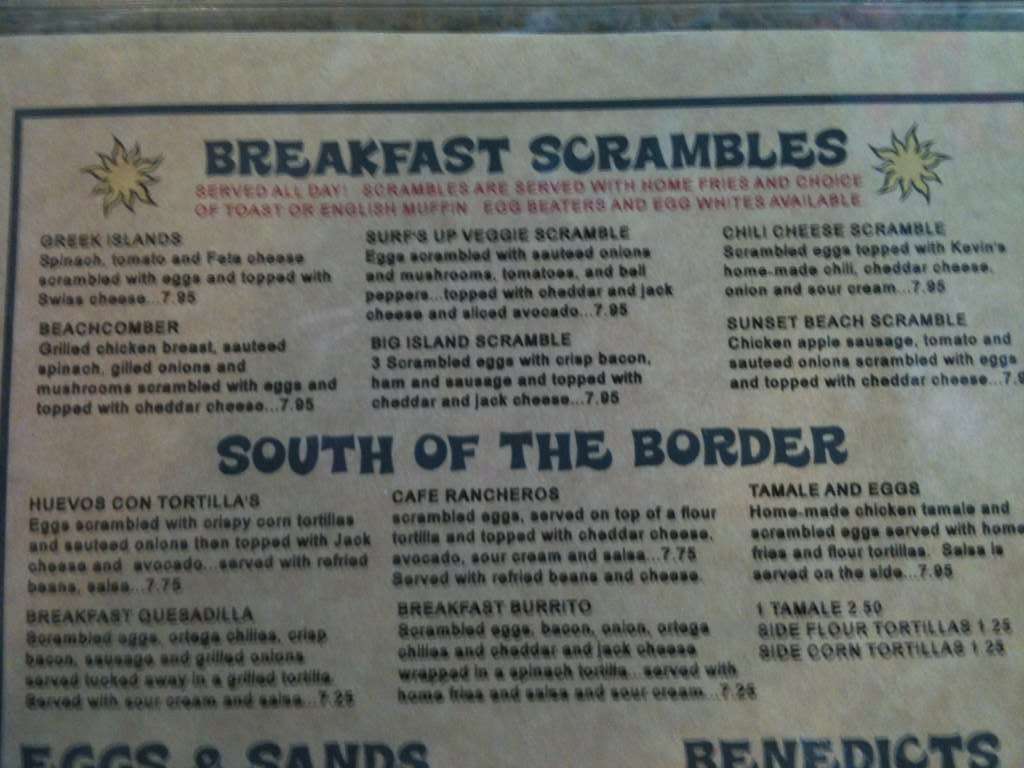 Menu at Beach Cafe, Las Vegas, S Jones Blvd