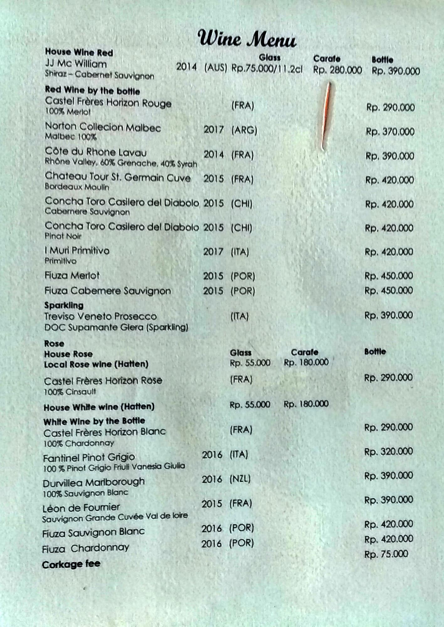 Menu at Fly Cafe & Cuisine, Kedewatan