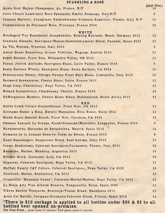 Menu at Foxcroft Wine Co. SouthPark pub & bar, Charlotte, Fairview Rd