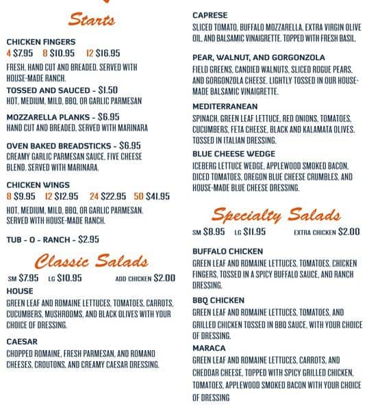 Menu at Northwest Pizza pizzeria, Ashland