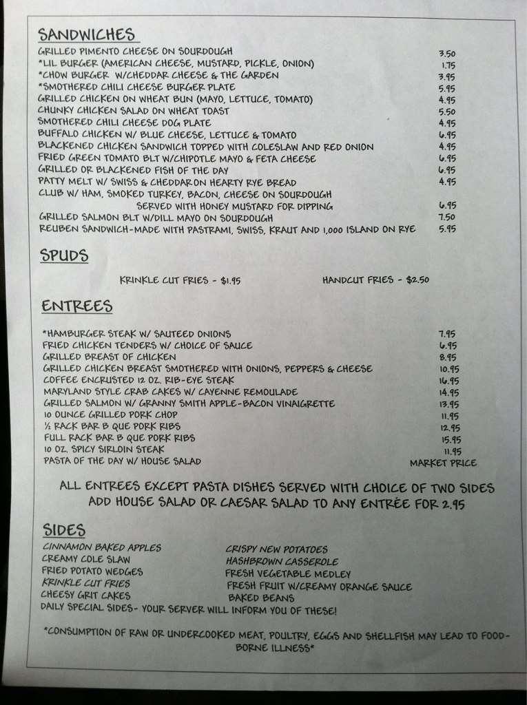 Menu at Chow 45 restaurant, Mayfield