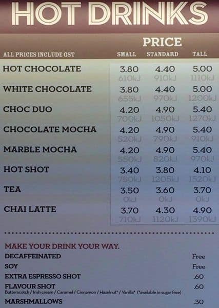 Menu at Hudsons Coffee restaurant, Ashford, 55 Anzac Hwy