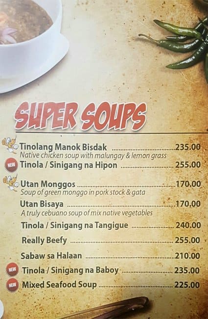 Menu at Choobi Choobi - SM City Manila restaurant, Manila