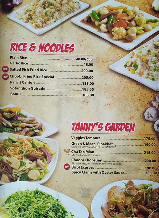Menu at Choobi Choobi restaurant, Marikina, Lilac Corner Appaloosa Street