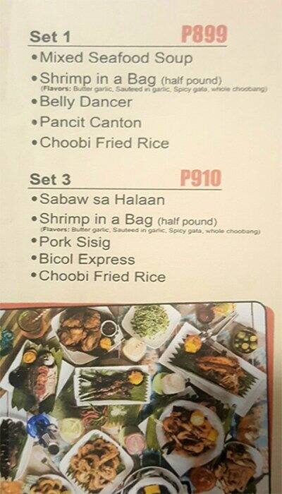 Menu at Choobi Choobi - SM City Manila restaurant, Manila