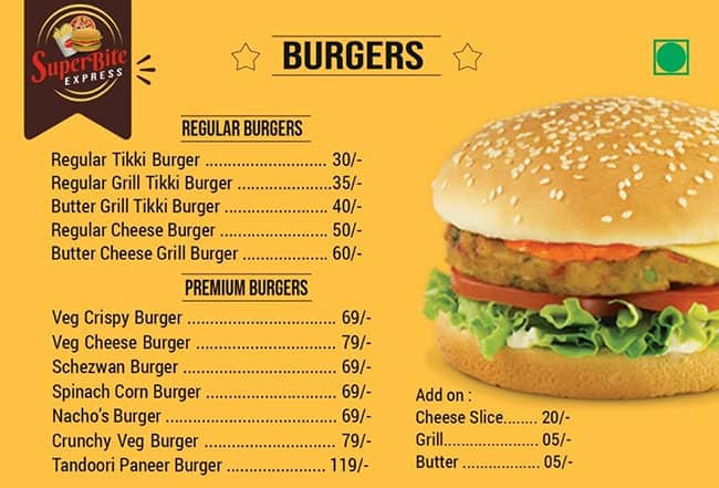 Menu of Super Bite Express, Pimpri, Pune