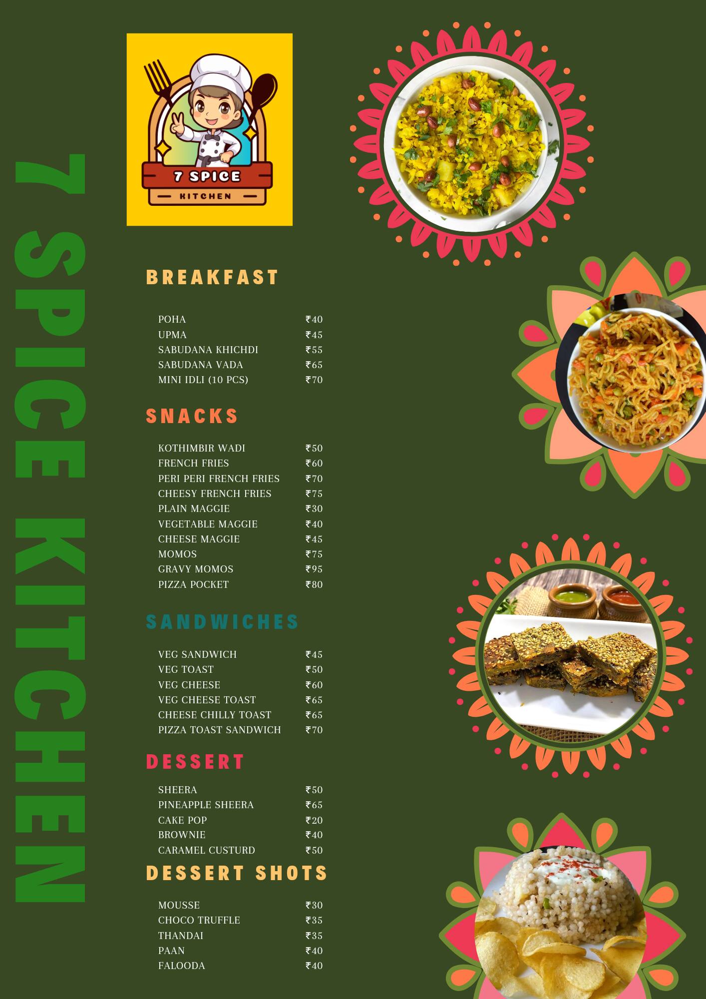 Menu of 7 Spice Kitchen, Sion, Mumbai