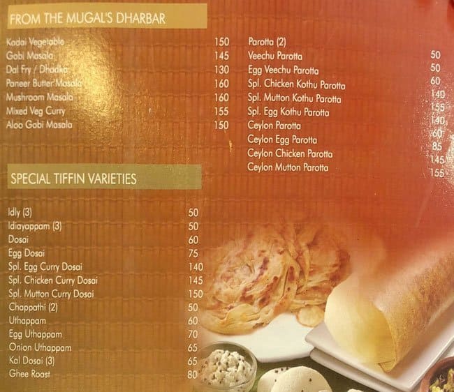 Menu at Anjappar Chettinad Restaurant, Coimbatore