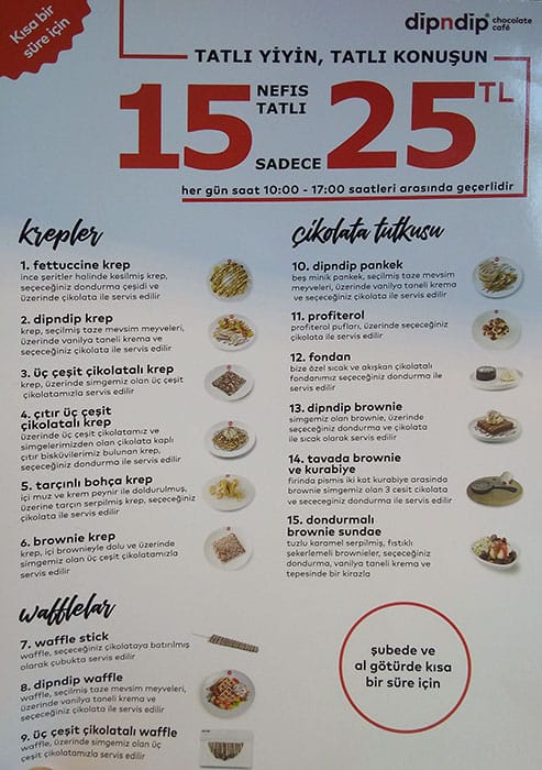 Menu at Dip N Dip, Istanbul, Mall Of İstanbul
