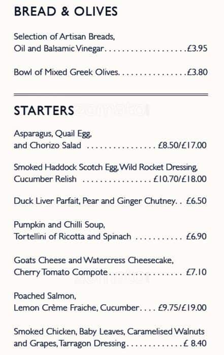 Menu at Warren House restaurant, Kingston upon Thames, Warren Rd