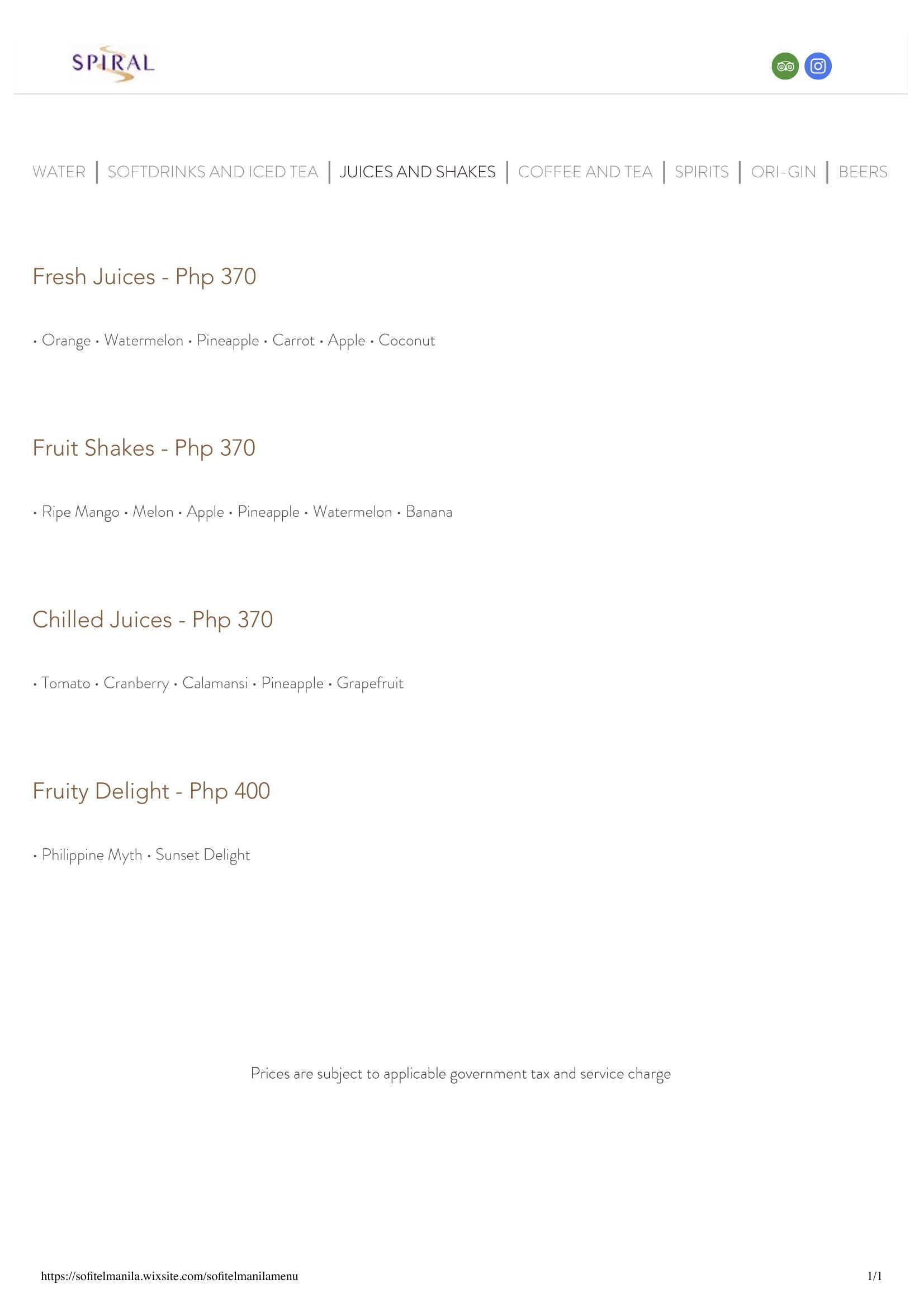 Menu at Spiral restaurant, Pasay, Sofitel Philippine Plaza Hotel CCP ...