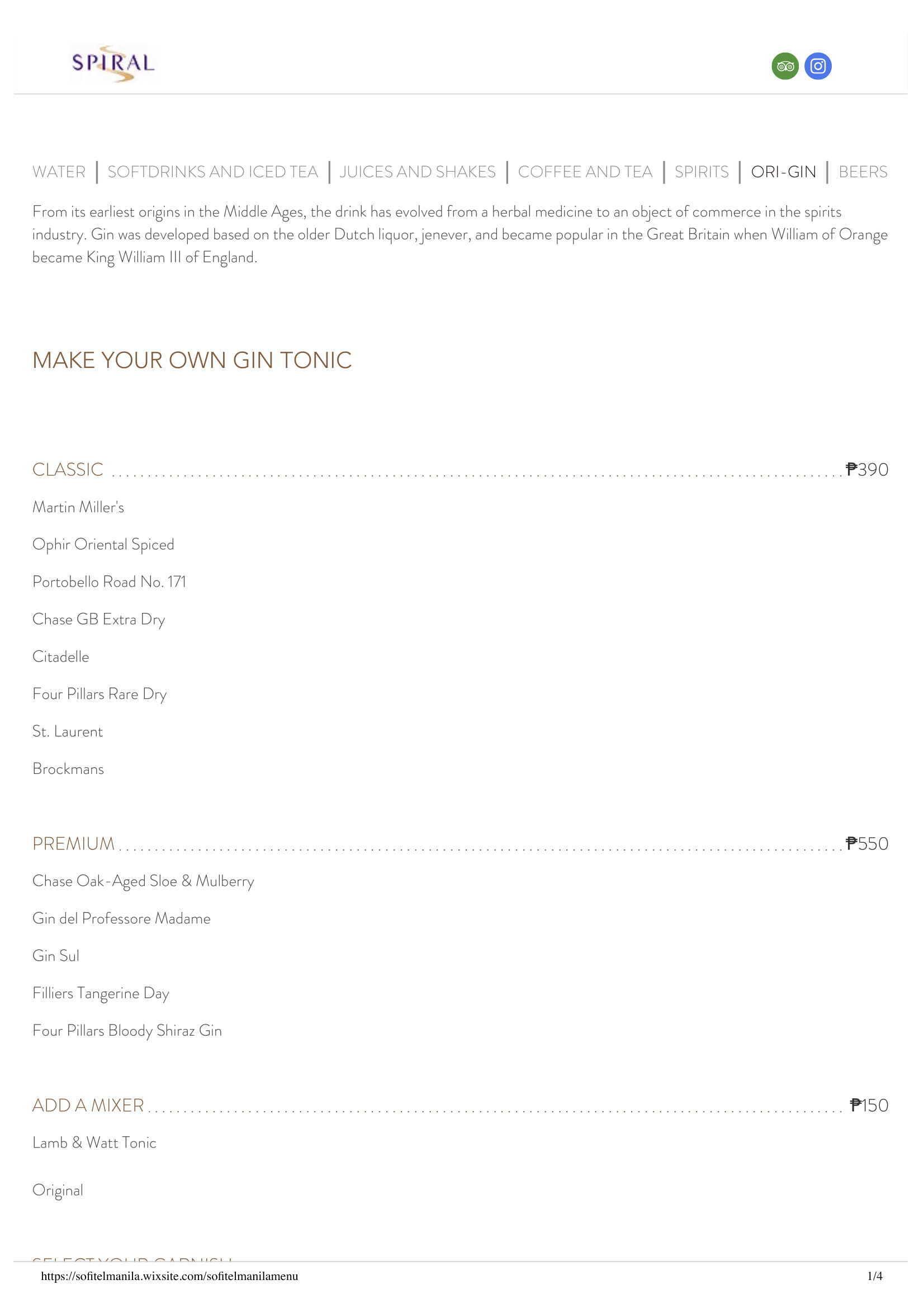 Menu at Spiral restaurant, Pasay, Sofitel Philippine Plaza Hotel CCP ...