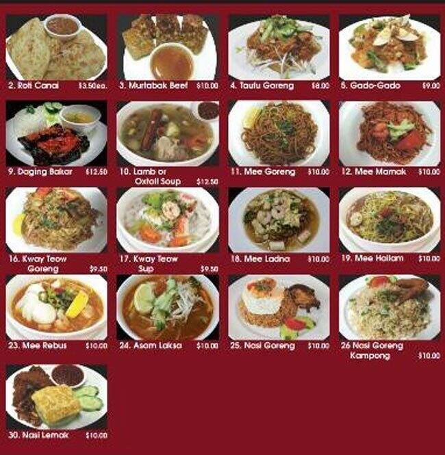 Menu at Izyan Malay Cuisine restaurant, Langford