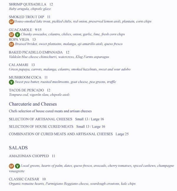 Menu at Carnivale pub & bar, Chicago