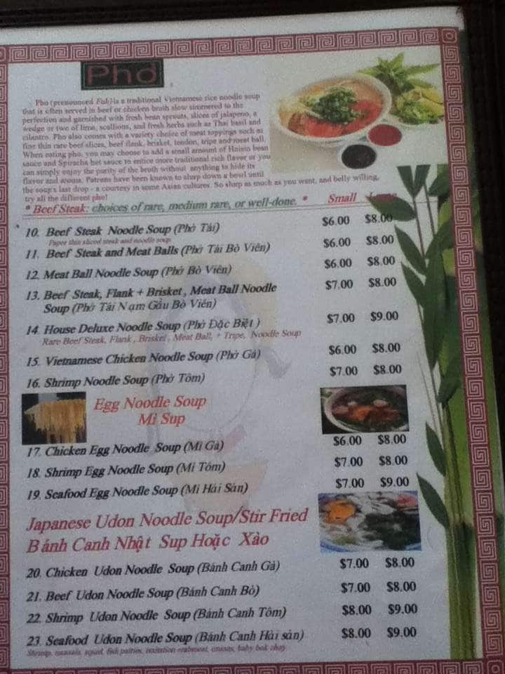 Menu at Little Saigon Café restaurant, Orange Park